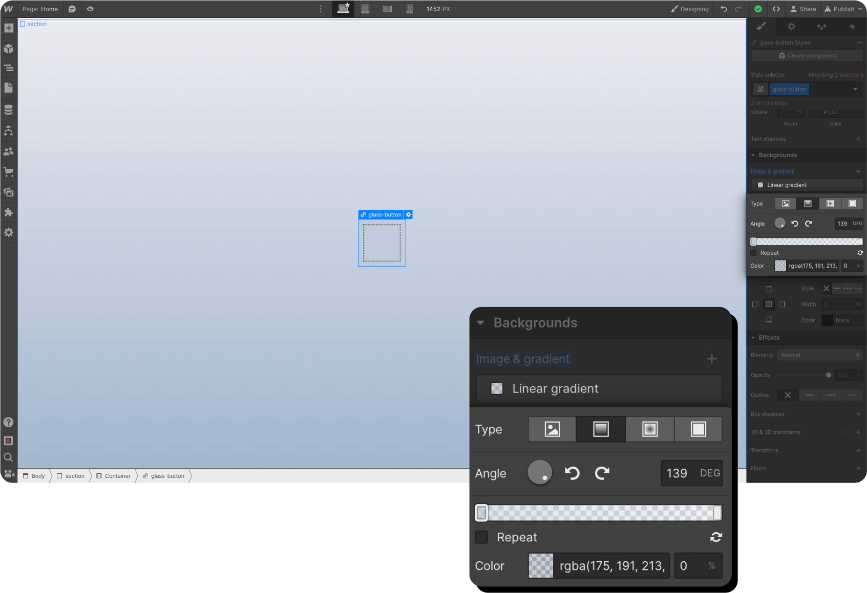 How to create a 3D glass element in Figma & Webflow using box shadows